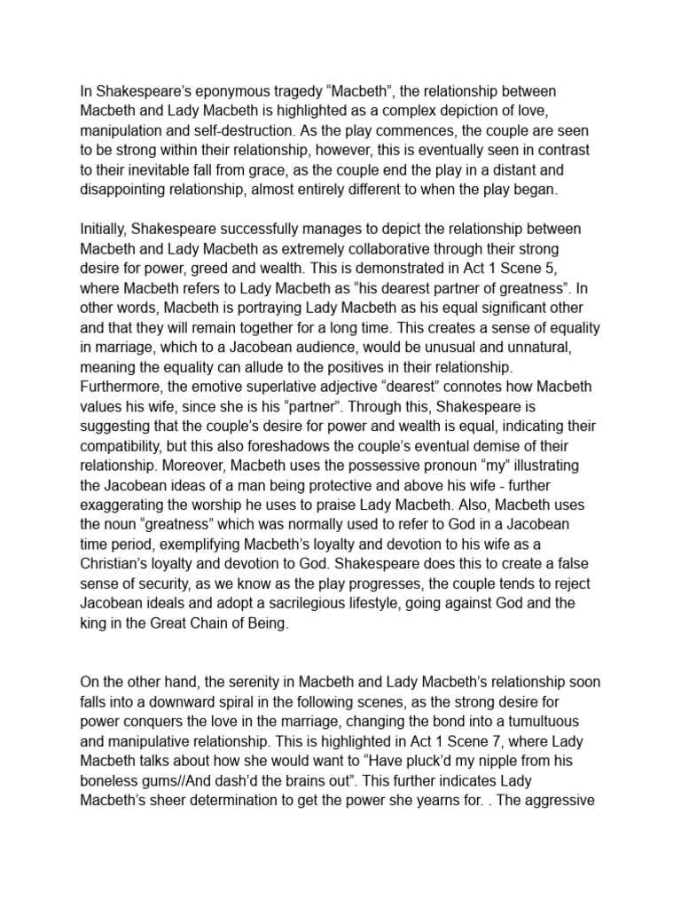 Macbeth - Relationship of Macbeth and Lady Macbeth | PDF | Macbeth | Love