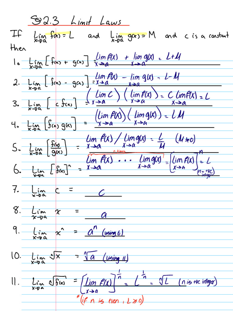 2.3) Limit Laws | PDF