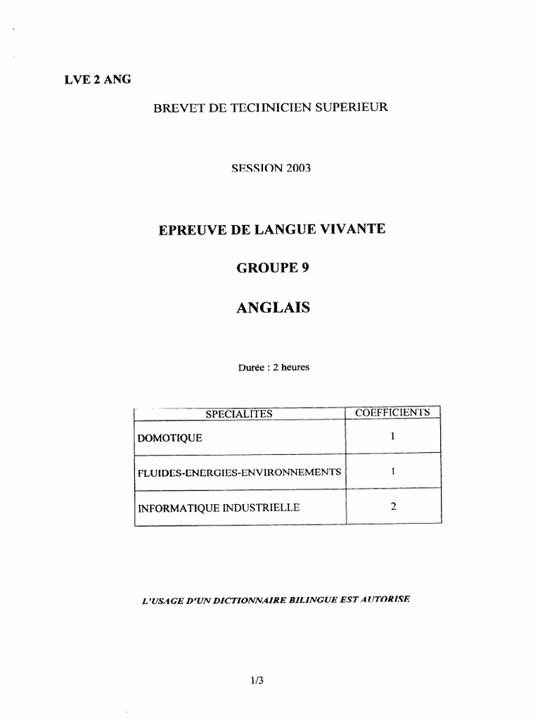 Annale 5345 BTSDOM 2003 Examen | PDF