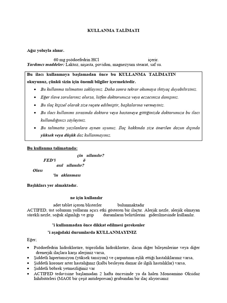 91 Actifed Tablet KT | PDF
