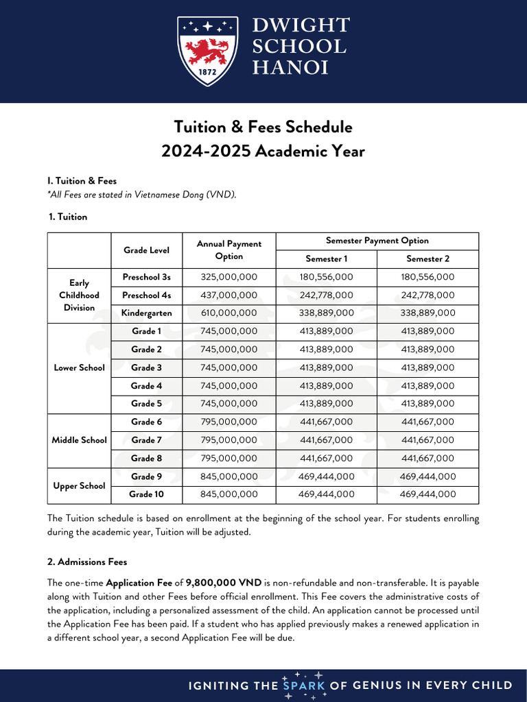 Tuition Fees Schedule en | PDF | Tuition Payments | Fee