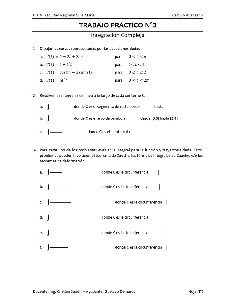 Integración Compleja: Ejercicios y Soluciones | PDF