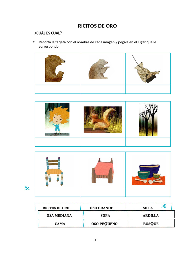 Actividades Cuadernillo Ricitos de Oro | PDF