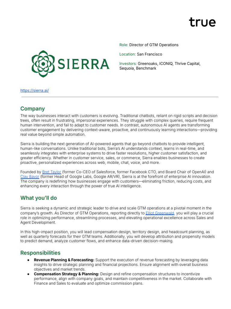 Director of GTM Operations - Position Description | PDF | Artificial ...