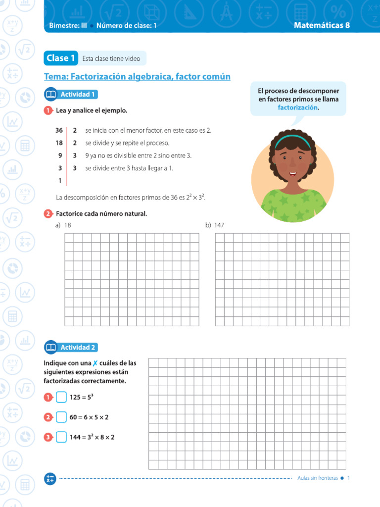 Guia 1. Grado 8. Factorización. Factor Comun. | PDF