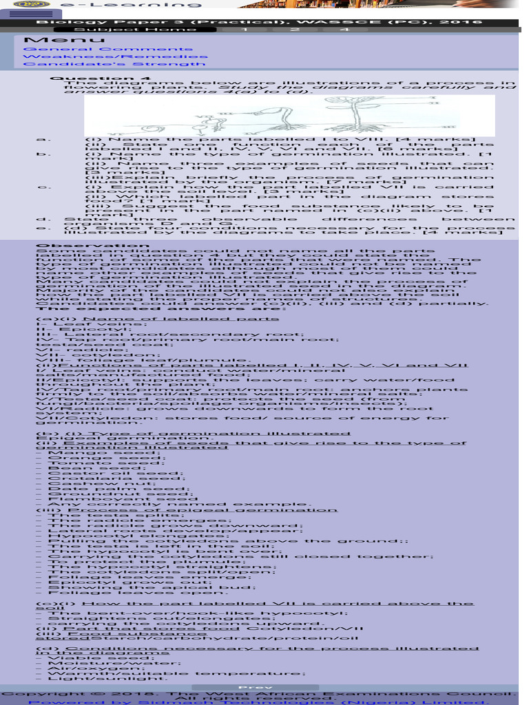 Biology Paper 3, WASSCE (PC), 2016 | PDF | Seed | Germination