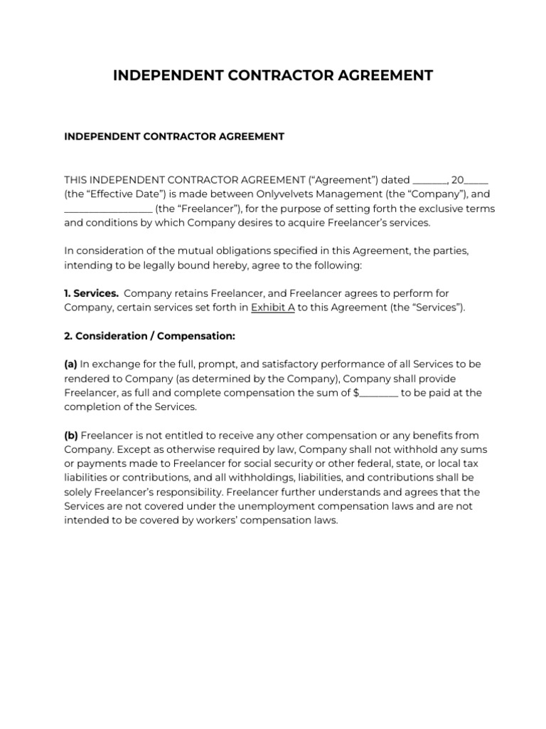 Independent Contractor Agreement | PDF | Indemnity | Liability Insurance
