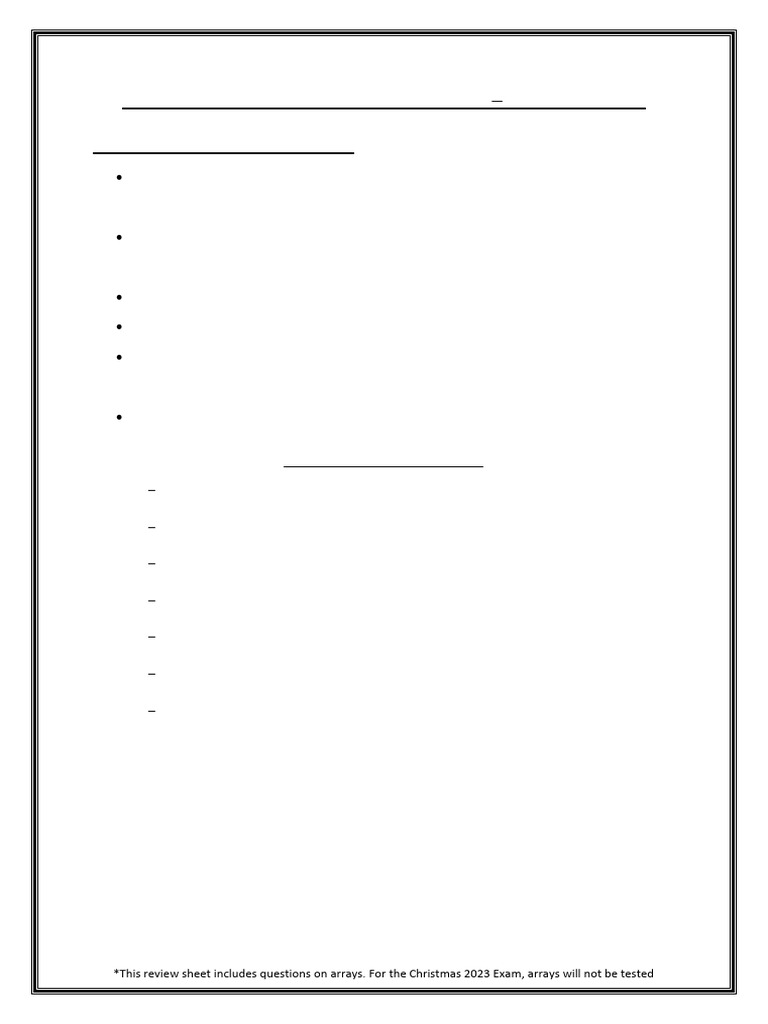 5th IT Review Sheet: Arrays & Exam Tips | PDF | Spreadsheet | Hyperlink