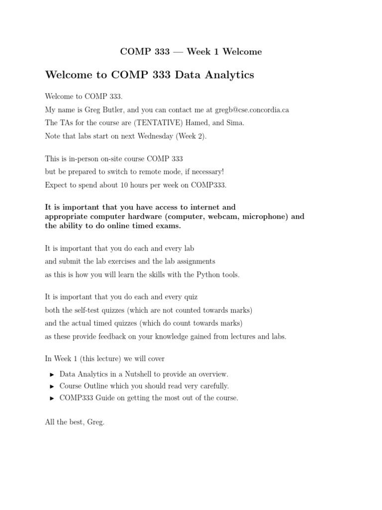 COMP 333 Week 1 Overview and Guidelines | PDF