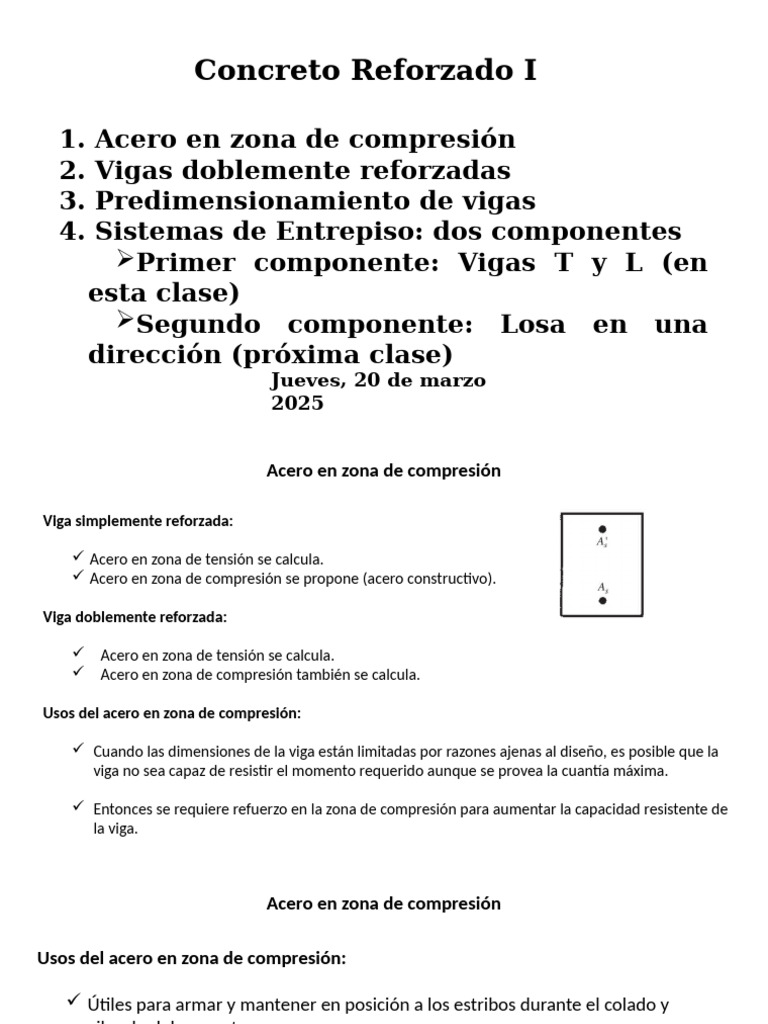 Presentación Vigas Doblemente Reforzadas y Vigas T y L - 20.03.2025 | PDF | Viga (Estructura ...