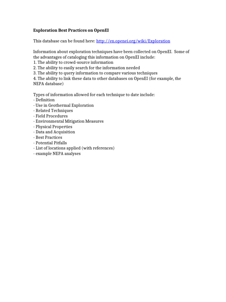 OpenEI Exploration Best Practices Guide | PDF