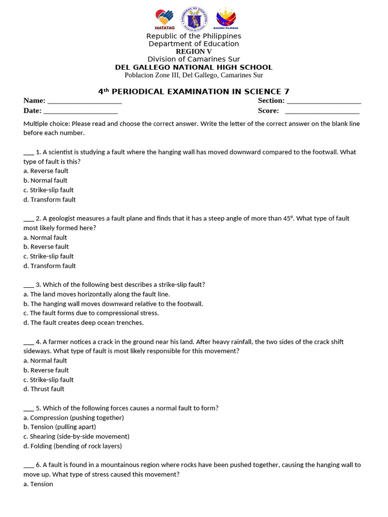 Science7 Q4 Pisa Based Periodical Exam | PDF | Atmosphere Of Earth ...