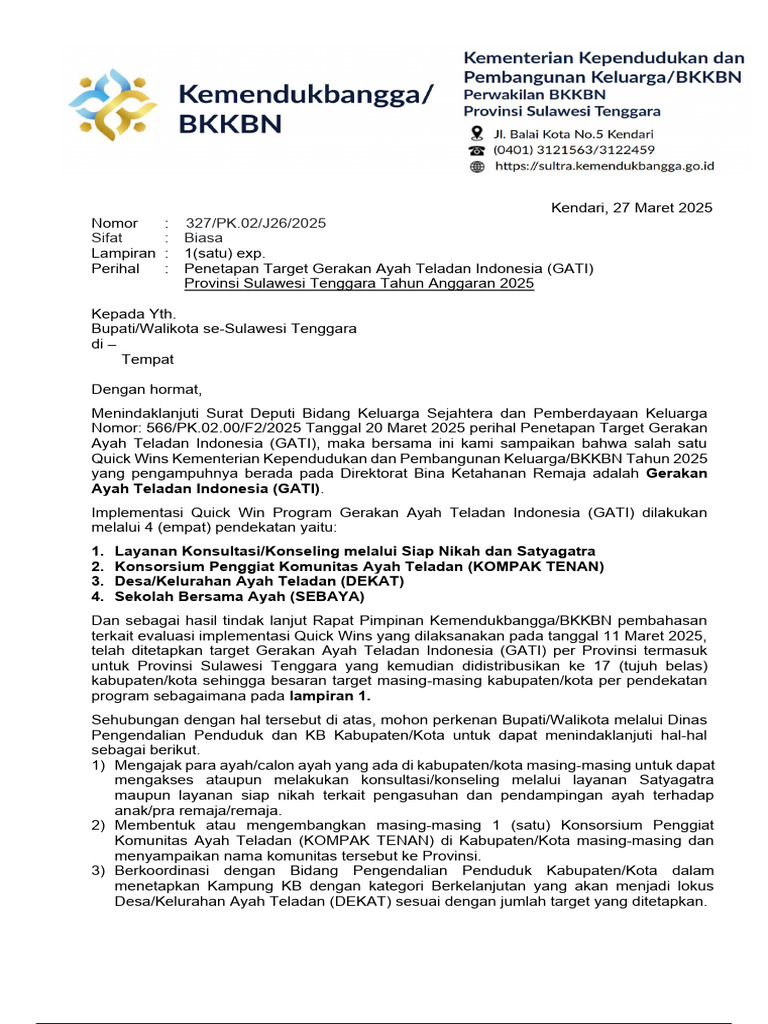 Surat Penetapan Target GATI - TTE | PDF