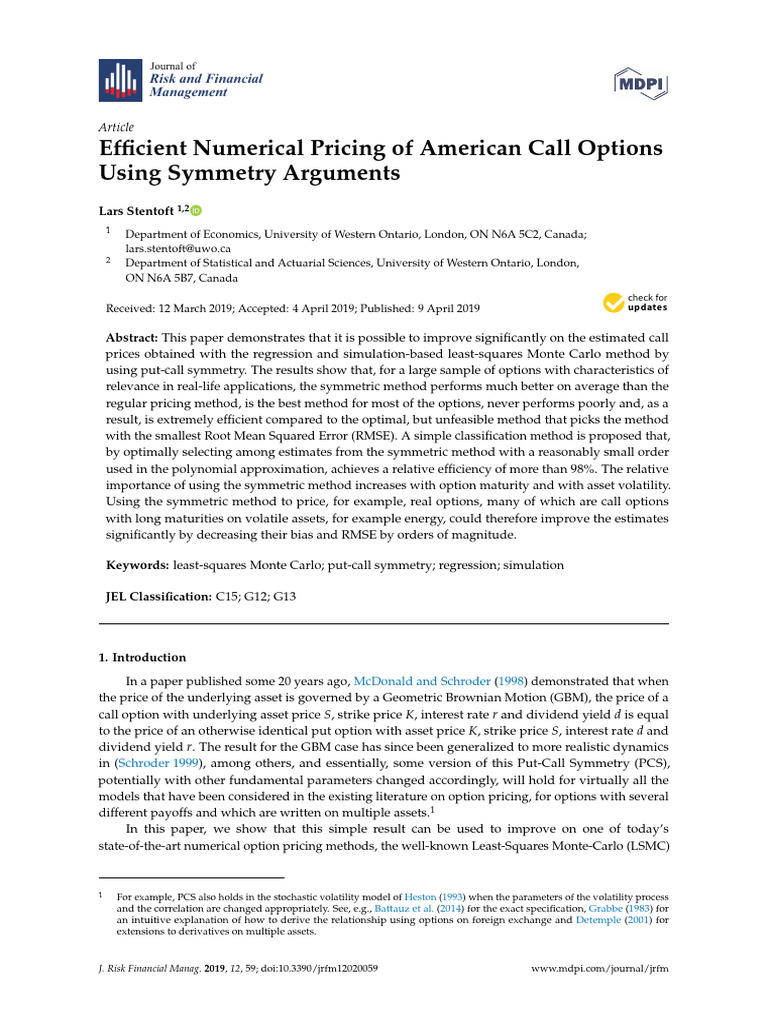 Efficient Numerical Pricing of American Call Options | PDF | Option ...