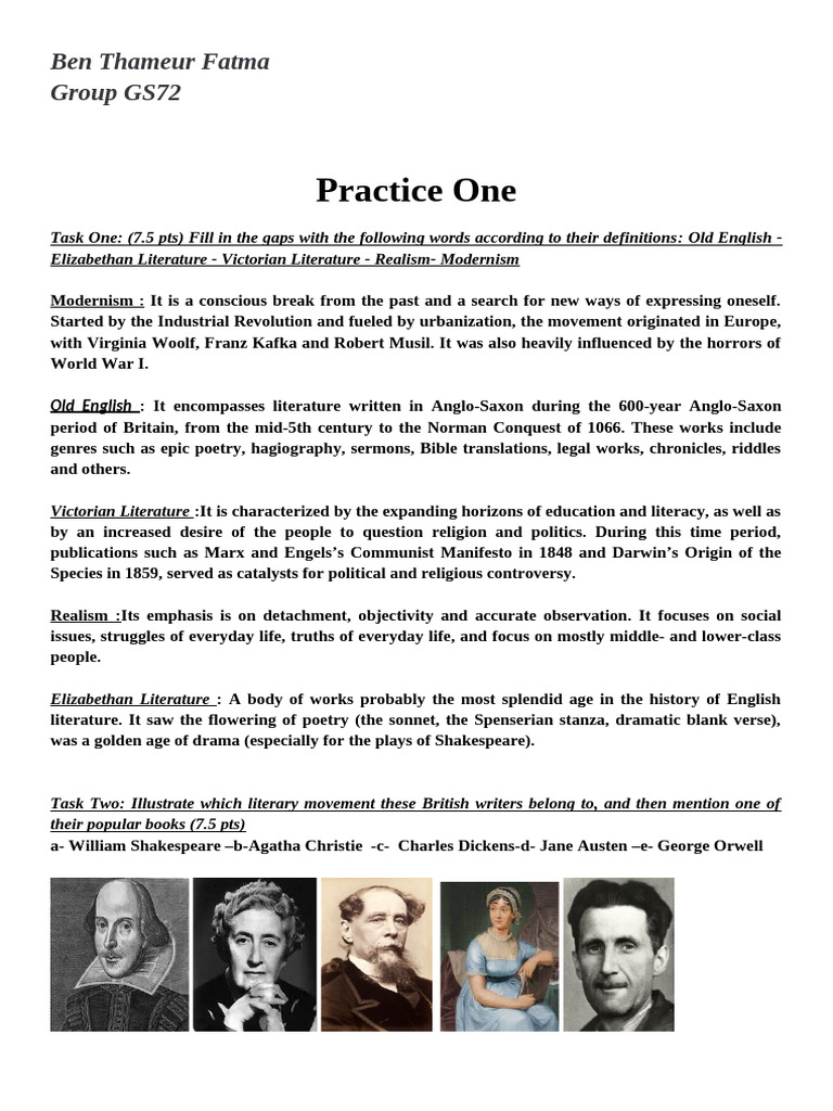1 Answer Literature Practice One | PDF | Postmodern Literature