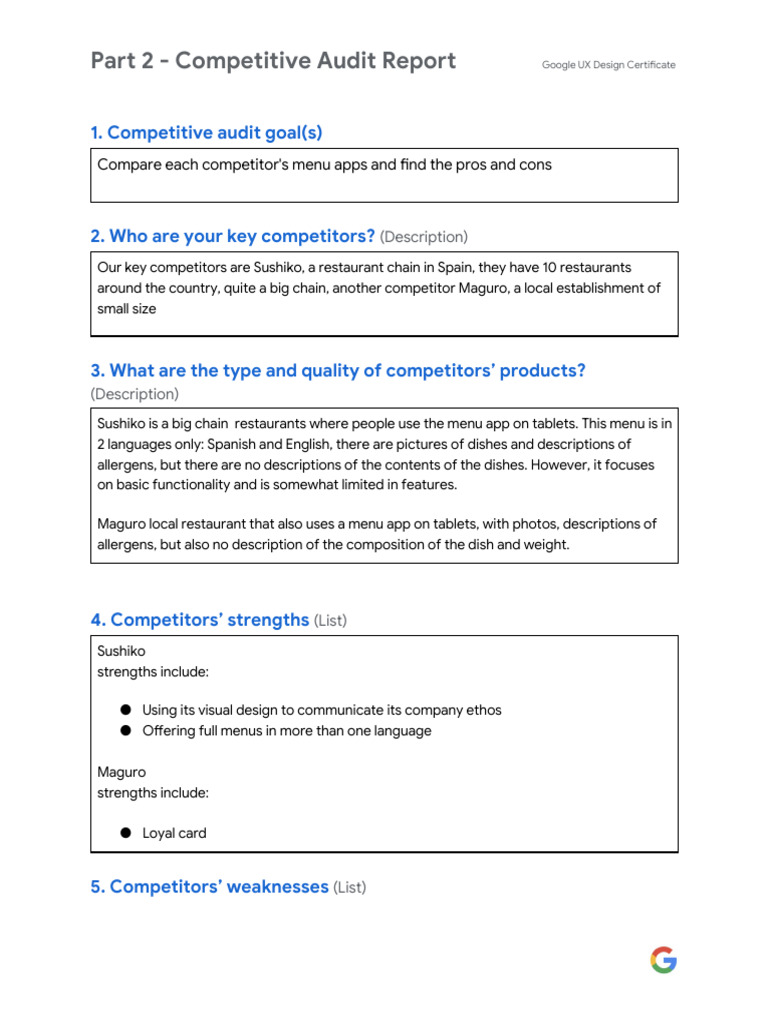 Competitive Audit of Restaurant Menu Apps | PDF