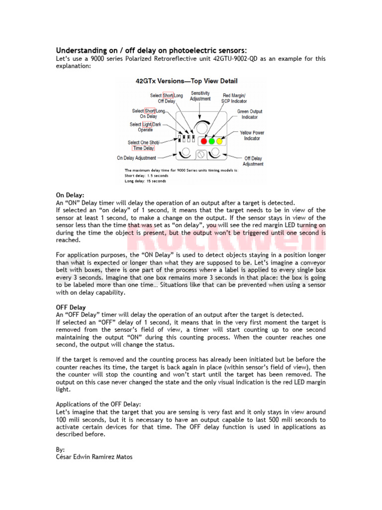 On Off Delay Photoelectric Sensors | PDF