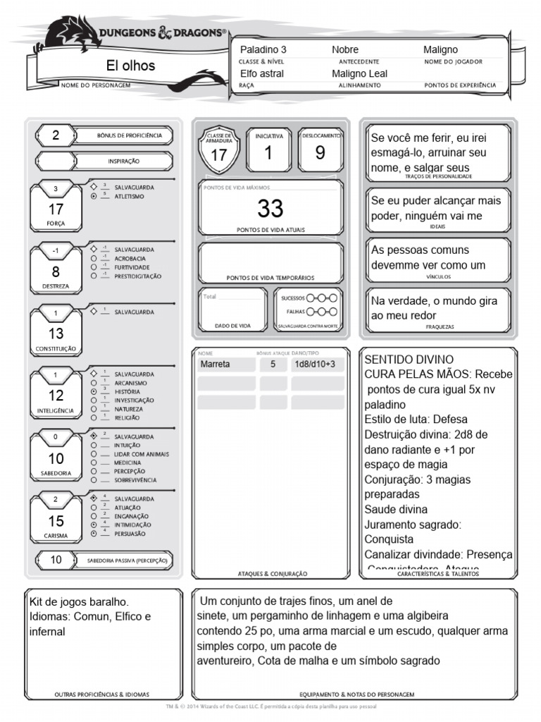 Paladino Elfo: Poder e Conquista | PDF