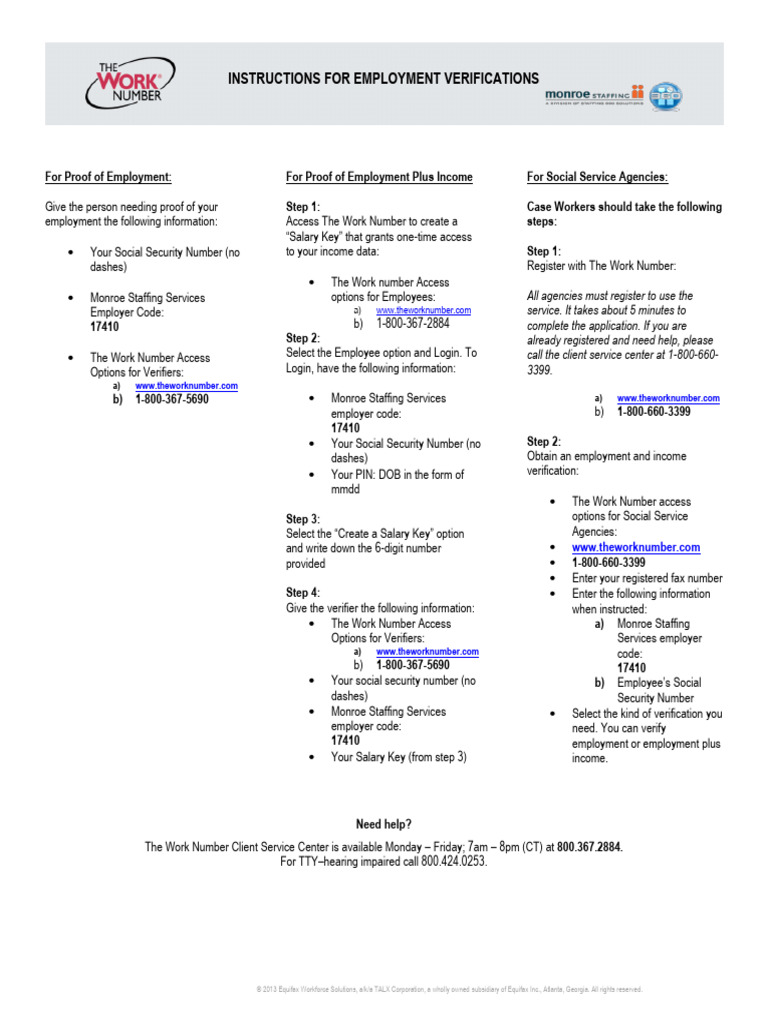 Employment Verification Instructions English | PDF | Employment | Business