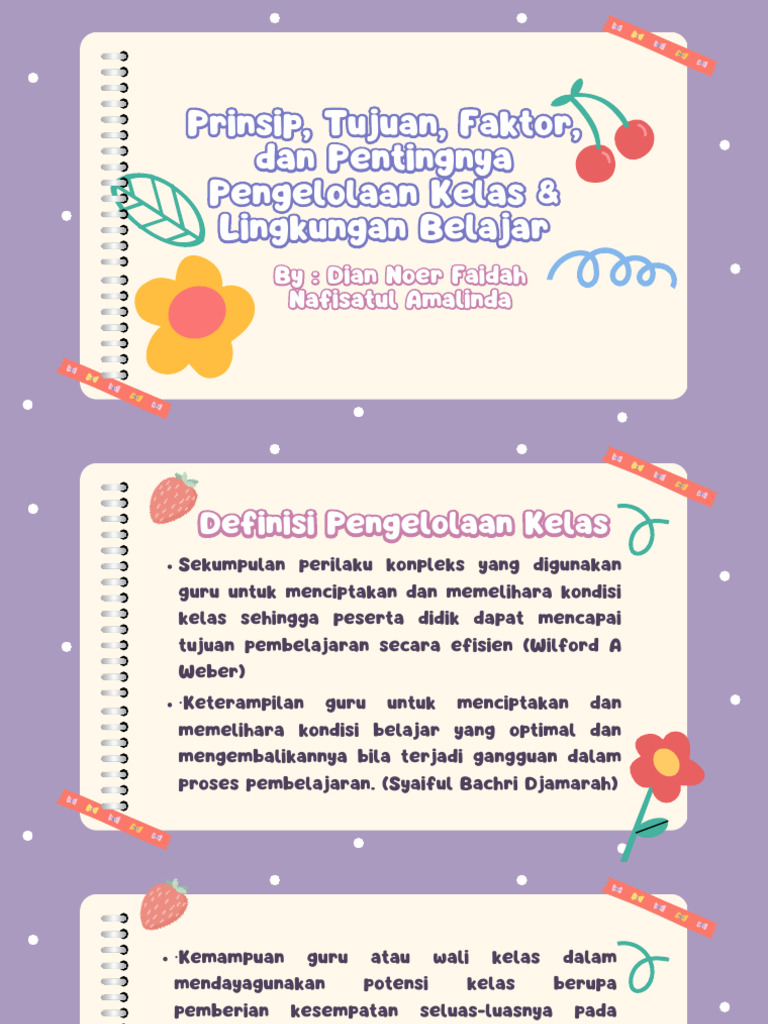 Prinsip, Tujuan, Faktor, dan Pentingnya Pengelolaan Kelas & Lingkungan Belajar | PDF