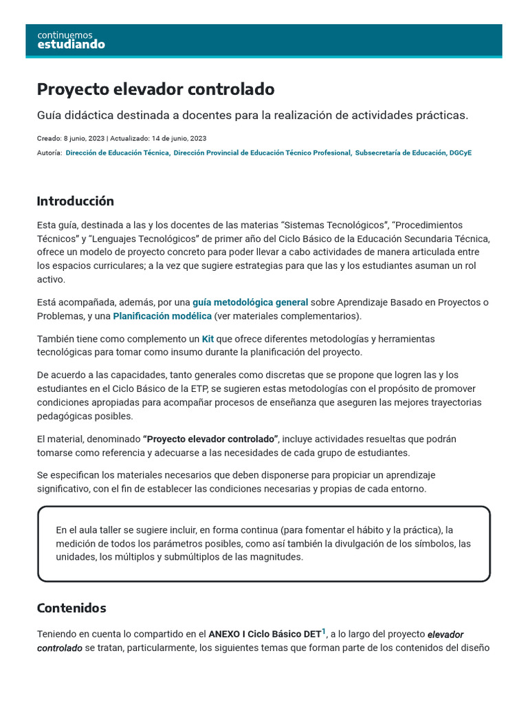 Proyecto Elevador Controlado Continuemos Estudiando 1 | PDF | Cambiar | Engranaje