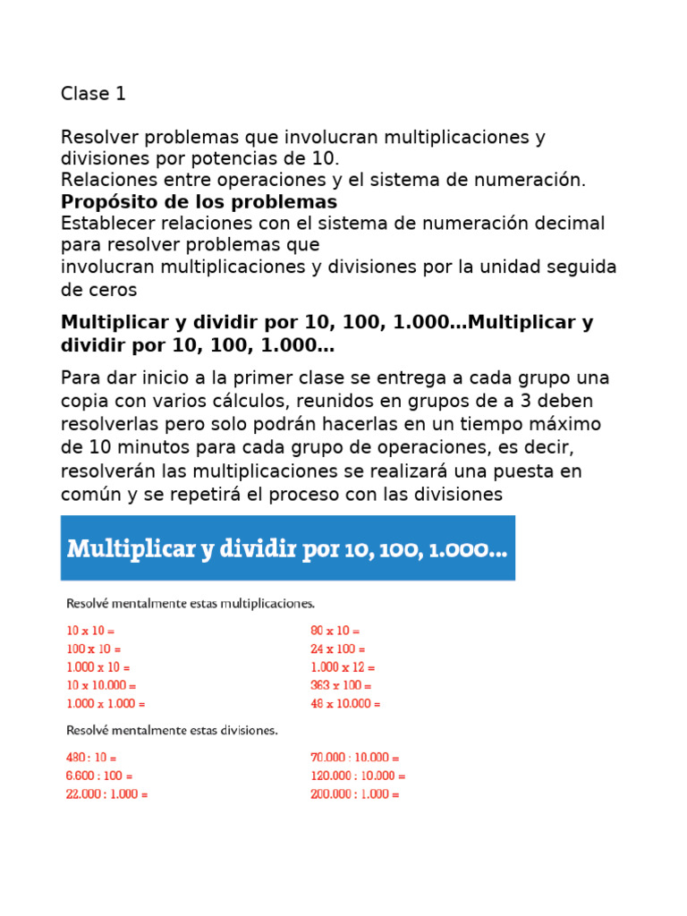 Secuencia 4 Multiplicación y División | PDF | División (Matemáticas ...