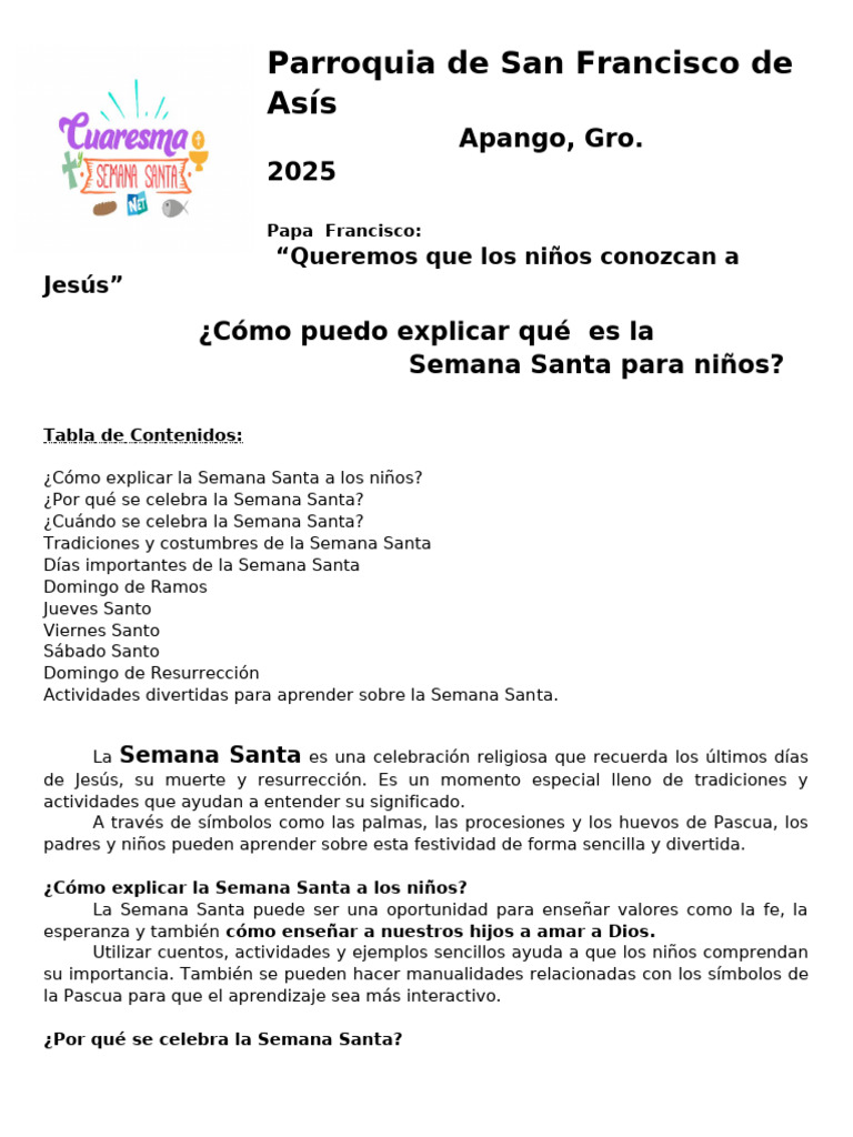 Actividades Semana Santa | PDF | Pascua de Resurrección | Oración