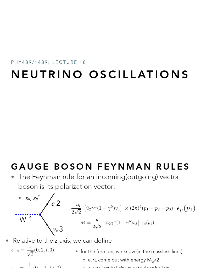 Lecture 18 - Neutrino Oscillations | PDF | Neutrino | Quantum Field Theory