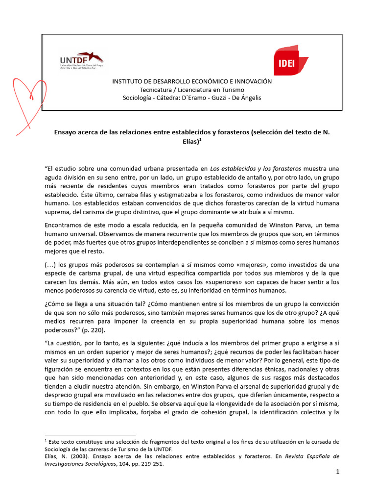 Relaciones entre Establecidos y Forasteros | PDF | Comportamiento ...