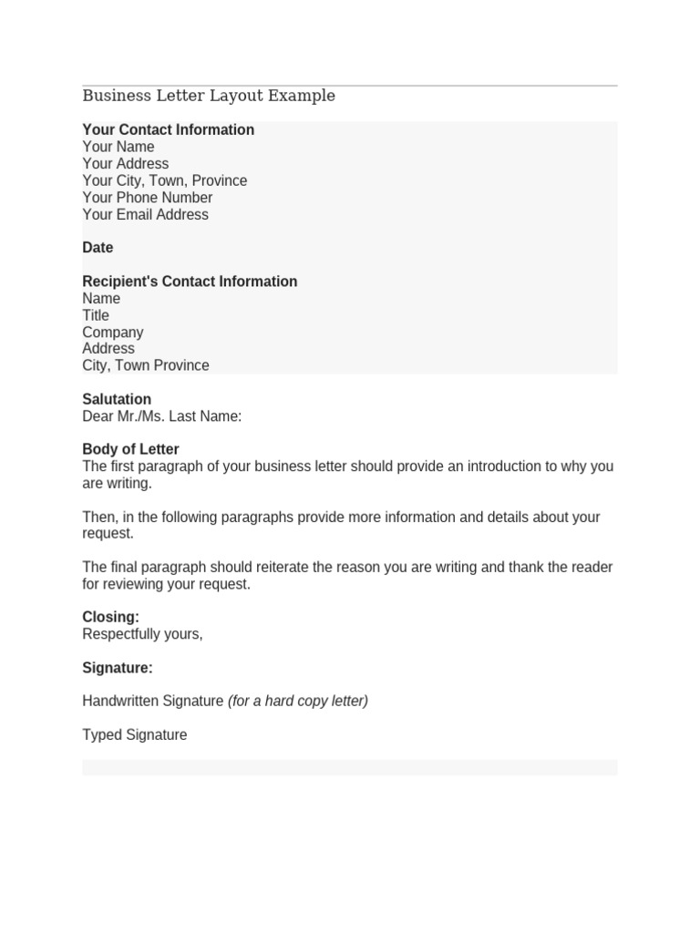 Business Letter Layout Example | PDF