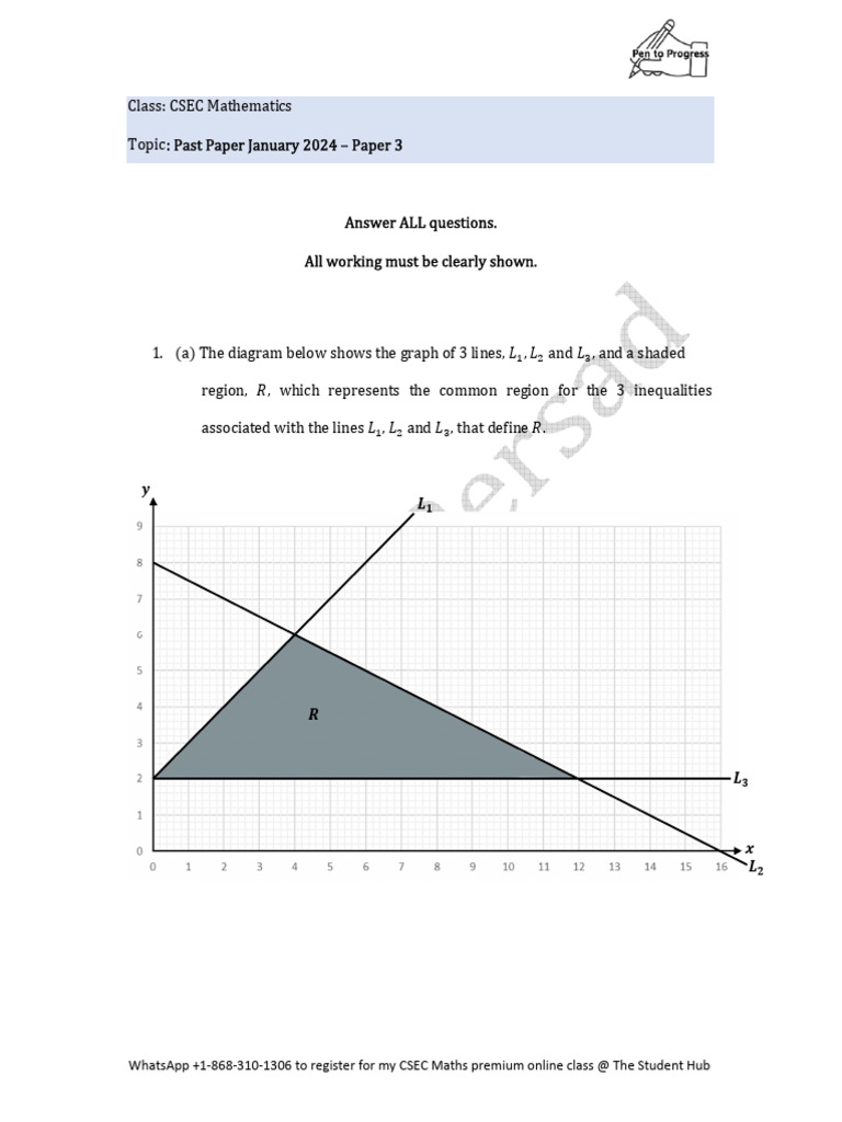 CSEC Math - Paper 3 - January 2024 | PDF | Area