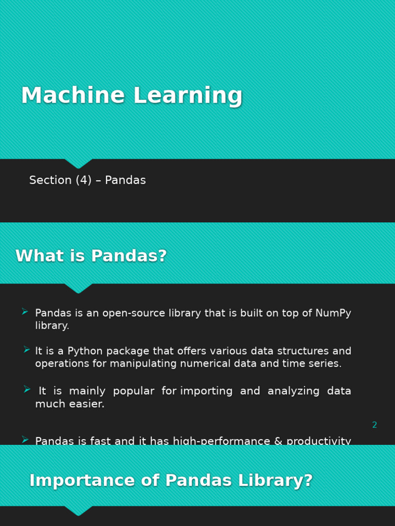 Machine Learning- Section #4(Pandas) | PDF | Mean | Comma Separated Values