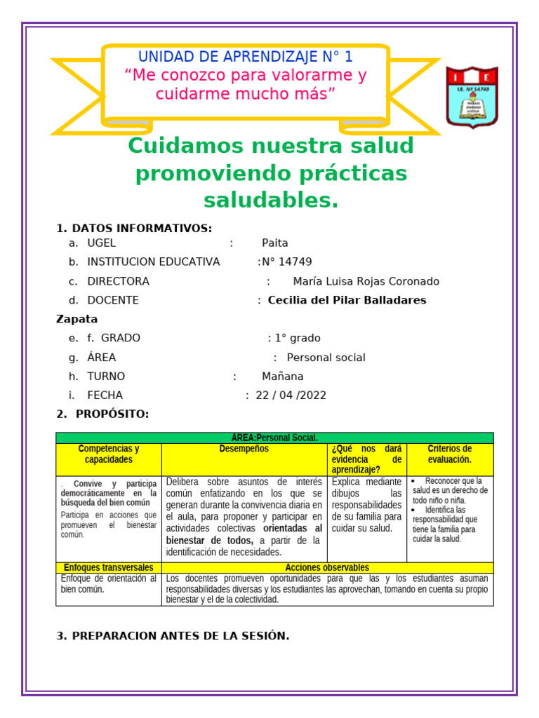 Cuidamos Nuestra Salud Promoviendo Prácticas Saludables | PDF