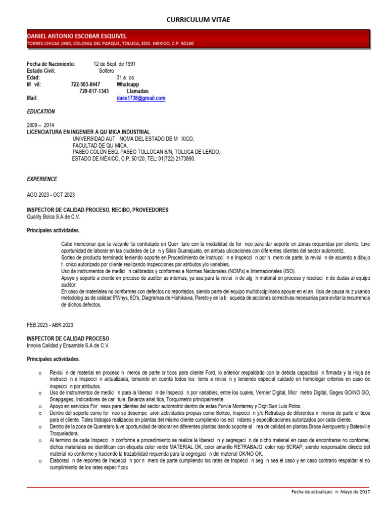 CV2023 | PDF | México | Producción y fabricación