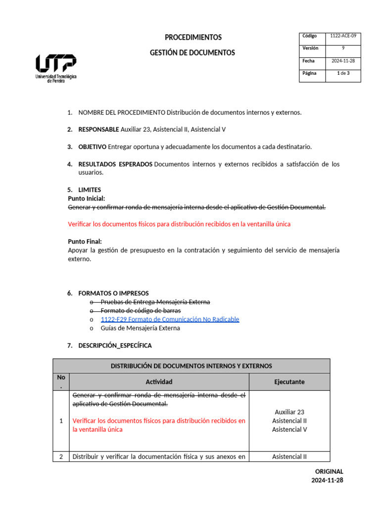 1122-ACE-09 V9 - Distribución de Documentos Internos y Externos - OK | PDF | Informática