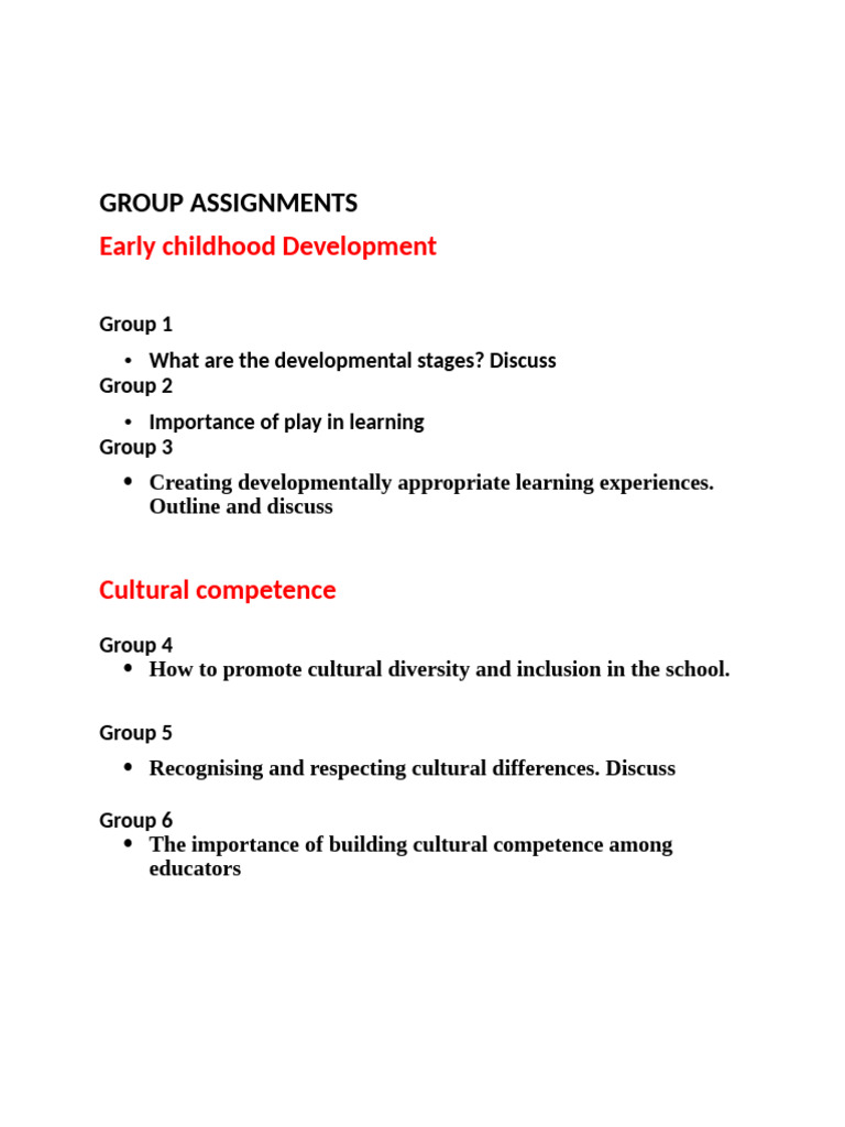 Early Childhood Development Group Topics | PDF