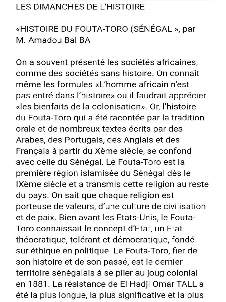 Fouta Toro History | PDF
