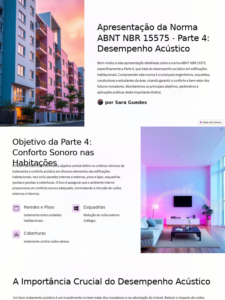 Apresentacao Da Norma ABNT NBR 15575 Parte 4 Desempenho Acustico | PDF ...