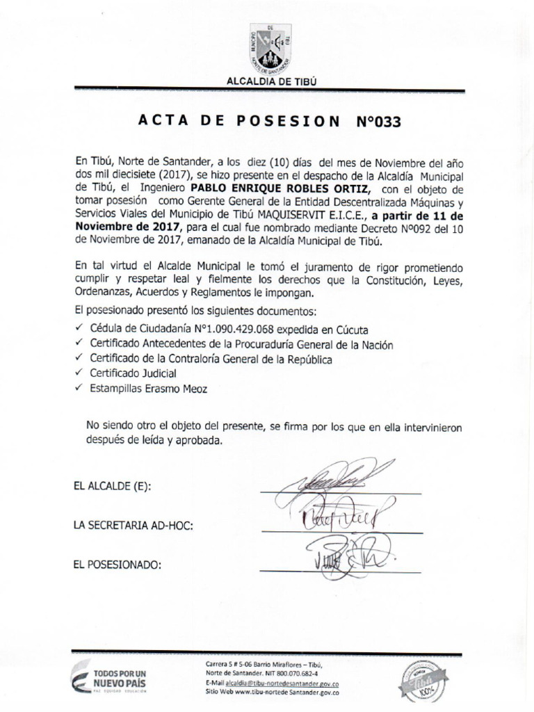 Acta de Posesion Arenas | PDF