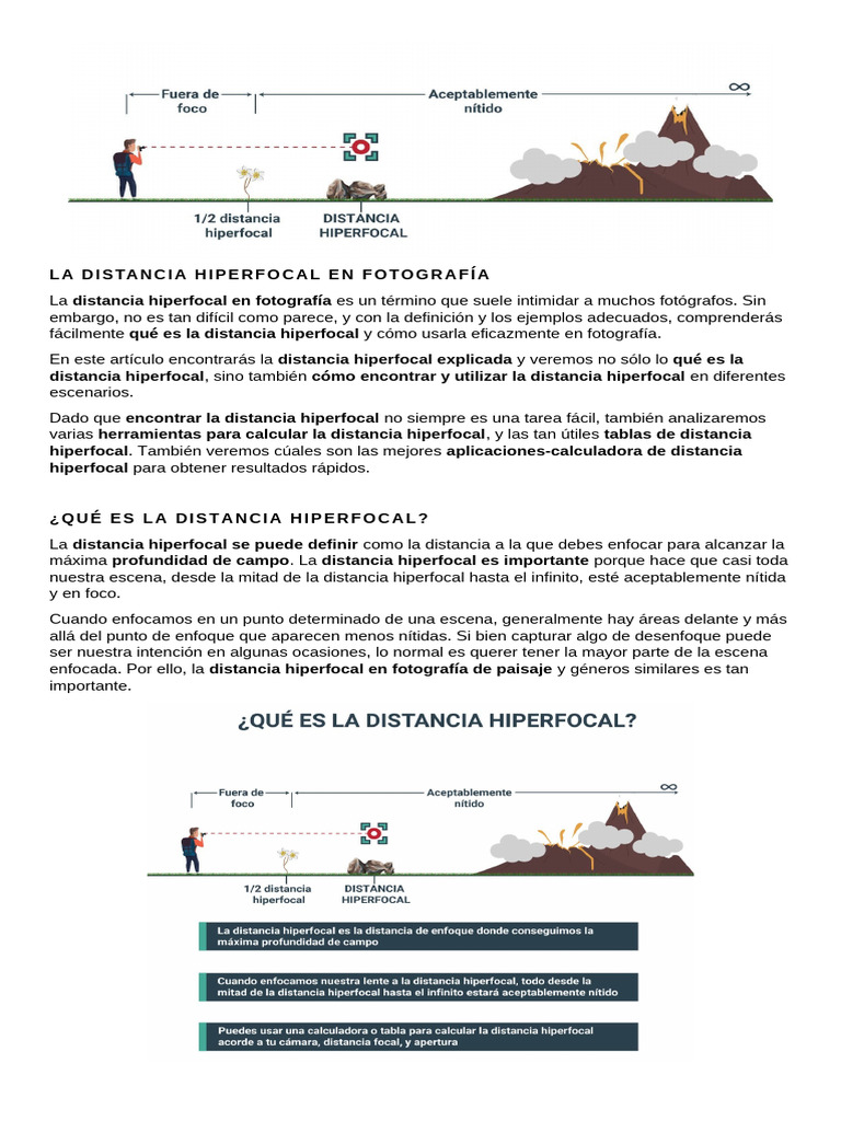La Distancia Hiperfocal en Fotografía | PDF | Cámara | Imagen