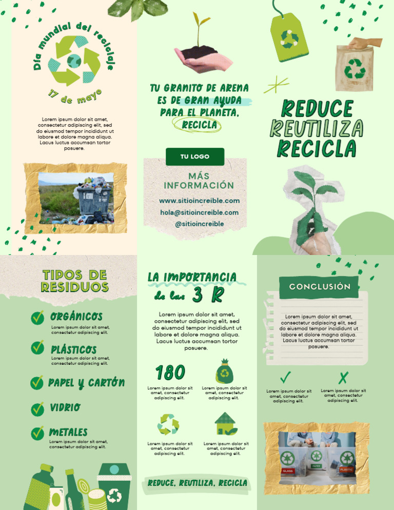 Tríptico informativo del día del reciclaje ilustrado verde | PDF ...