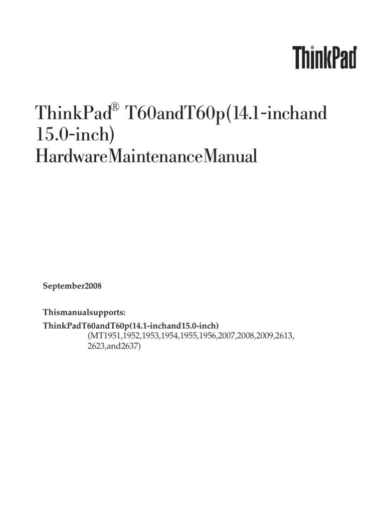ThinkPad T60/T60p Maintenance Manual | PDF