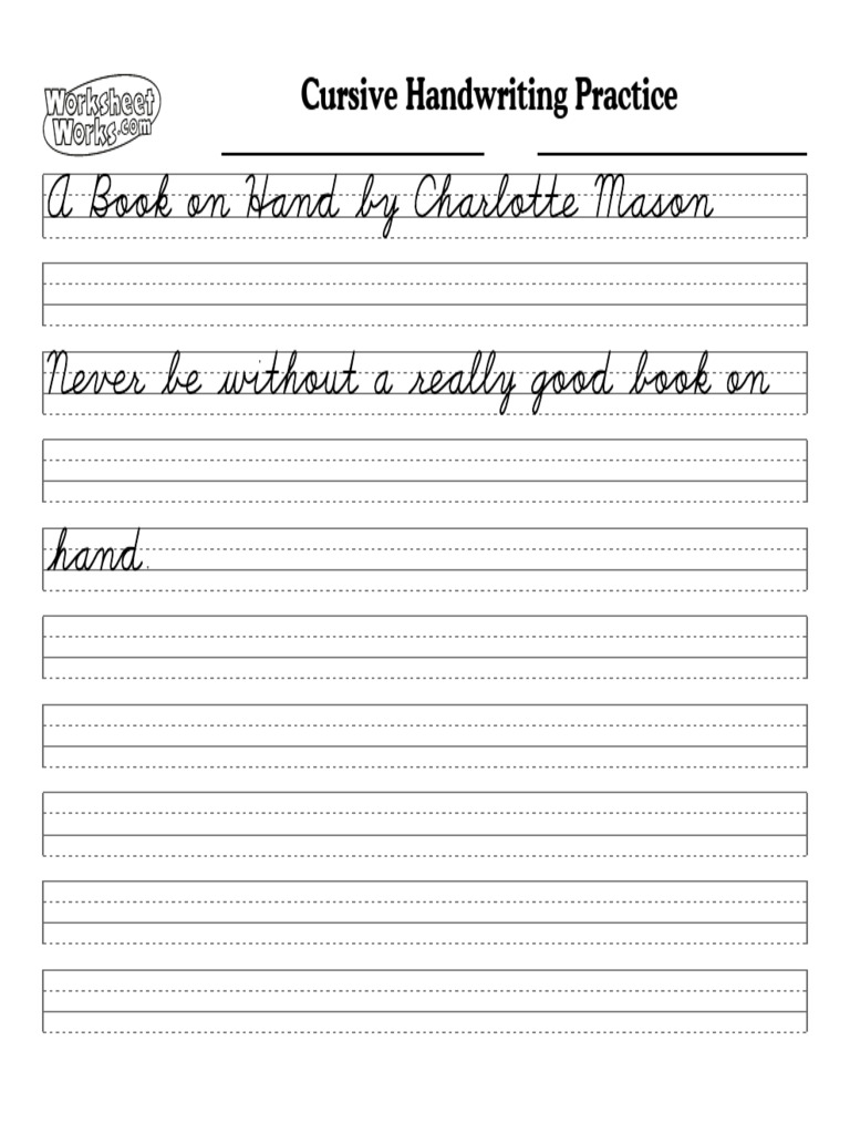 WorksheetWorks Cursive Handwriting Practice 5 | PDF