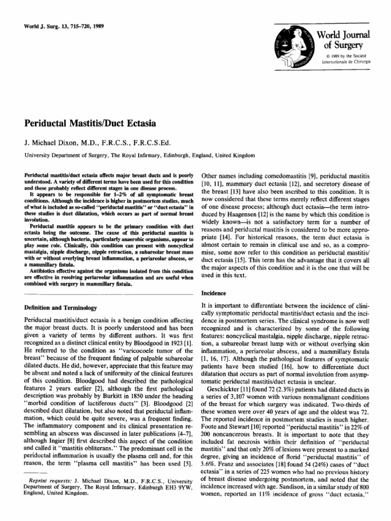 Dixon1989_Article_PeriductalMastitisDuctEctasia | PDF | Clinical ...