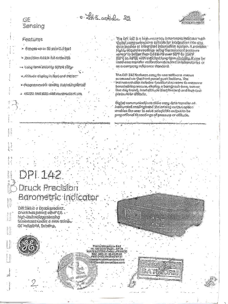 GE Druck DPI142 | PDF