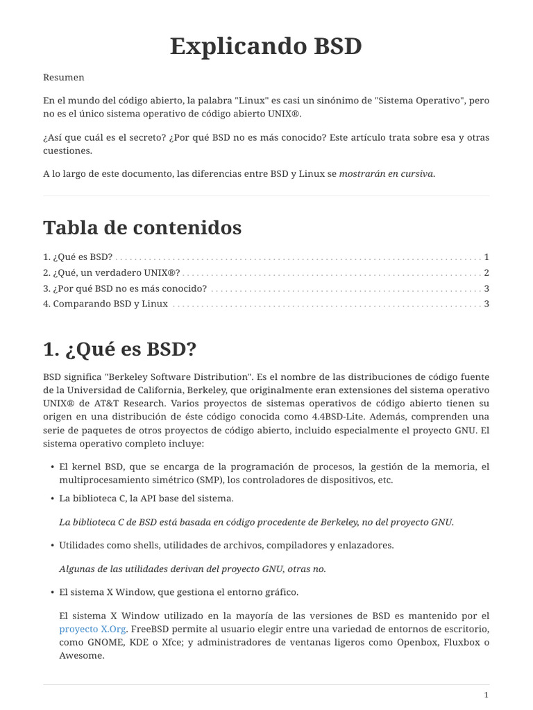 Introducción a los Sistemas BSD | PDF | Distribución de software de ...