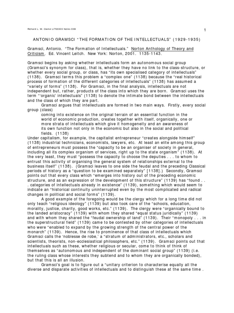 Gramsci on Intellectuals and Class Dynamics | PDF | Intellectual ...