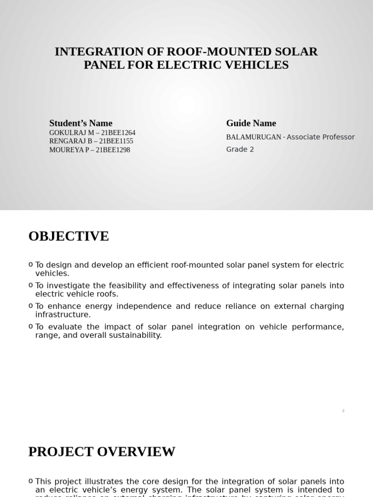 Integration of Roof-Mounted Solar Panel For Electric Vehicles | PDF ...