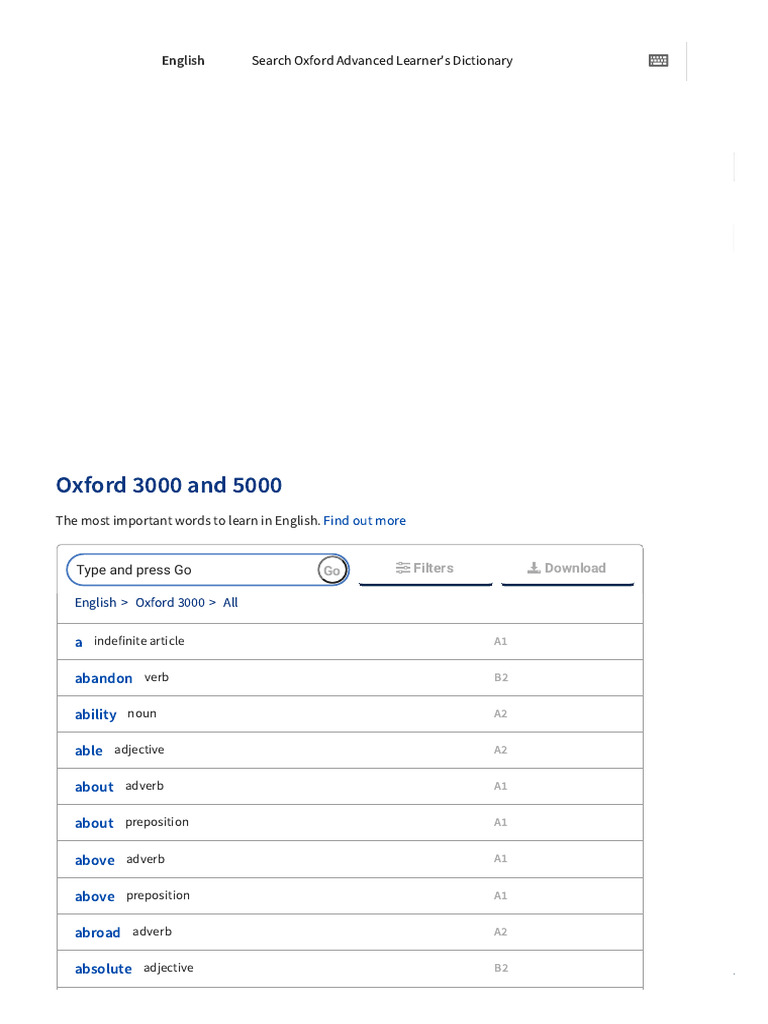 Oxford 3000 and 5000 Word Lists | PDF | Verb | Adjective