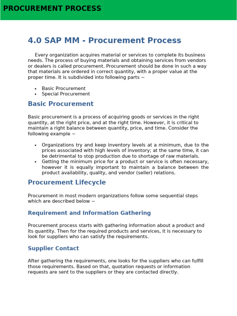 04. SAP MM - Procurement Process | PDF | Goods | Procurement
